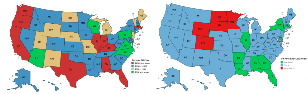 DUI Penalties and Arrests Across States in America | RatedRadarDetector